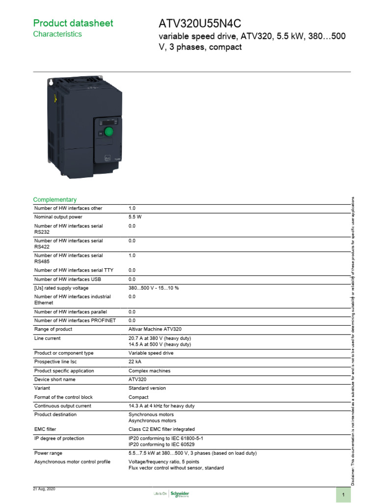 ATV320 Variable Speed Drive 5.5 kW | PDF | Relay | Analogue Electronics