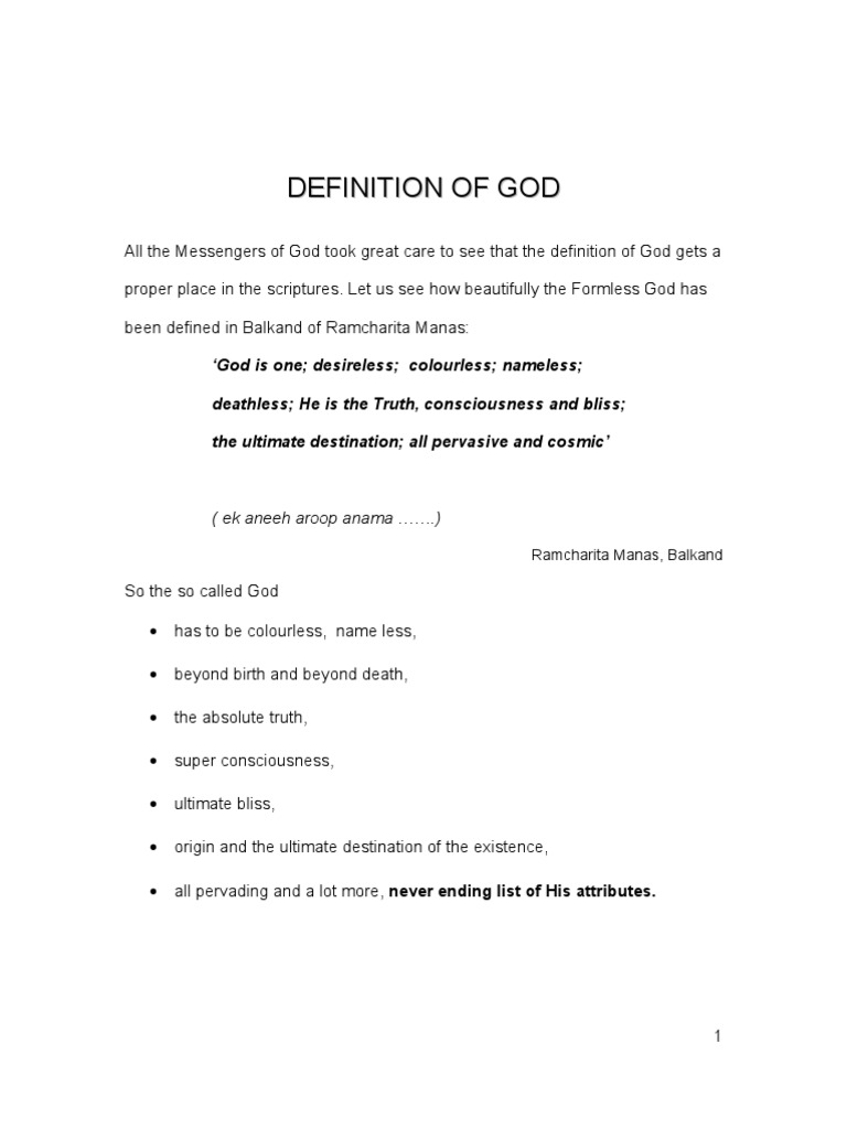 Definition of God | PDF | Creation Myths | God