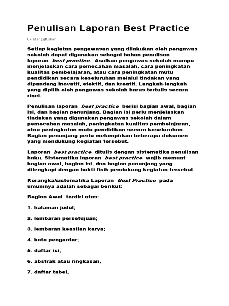 Penulisan Laporan Best Practice | PDF