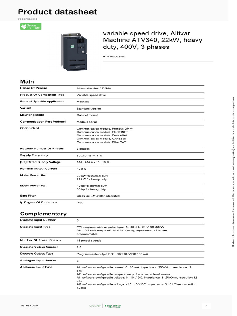 Schneider Electric - Altivar-Machine-ATV340 - ATV340D22N4 | PDF ...