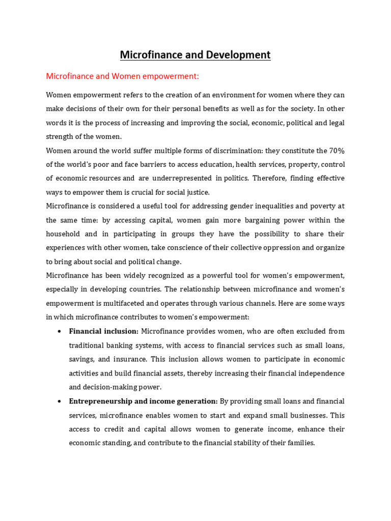 Unit 5 Microfinance and Development | Download Free PDF | Microfinance ...
