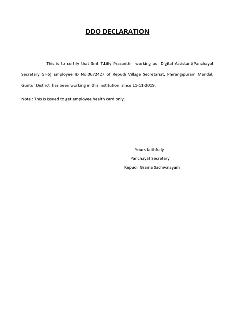 Ehs DDO DECLARATION LETTER | PDF