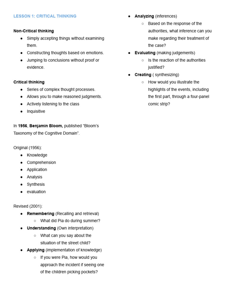 Critical Thinking and Reading Skills Guide | PDF | Thought | Reading ...