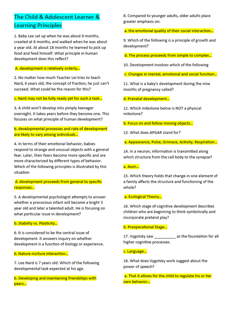 Prof Ed. Child and Faci | PDF | Learning | Cognitive Development