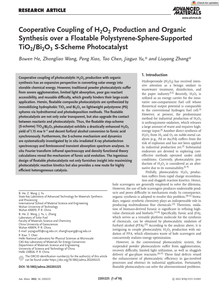 H2O2 Production BT Floatable Styrenes | PDF | Hydrogen Peroxide ...
