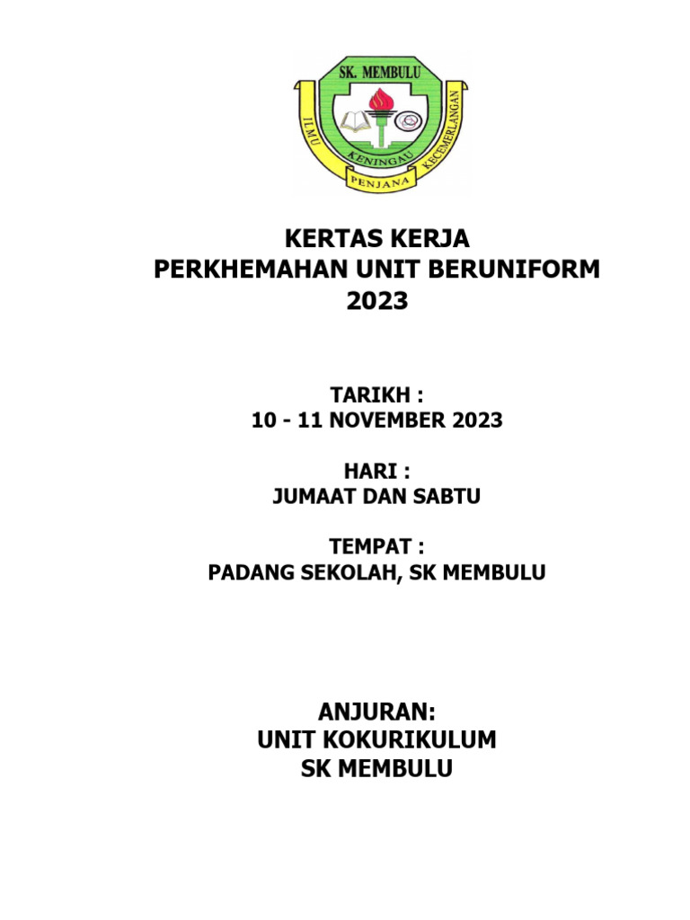 Kertas Kerja Perkhemahan Ubf 2023 | PDF