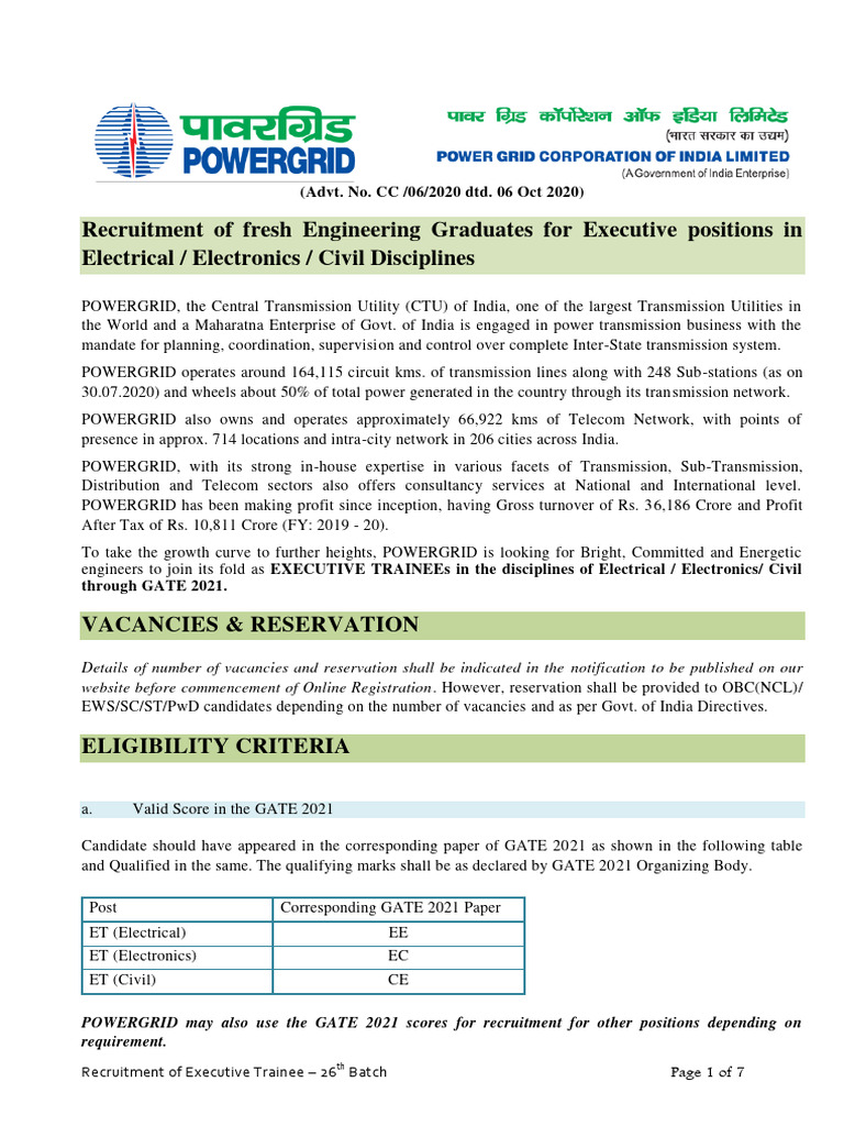 Detailed Advt - ET 26 | PDF