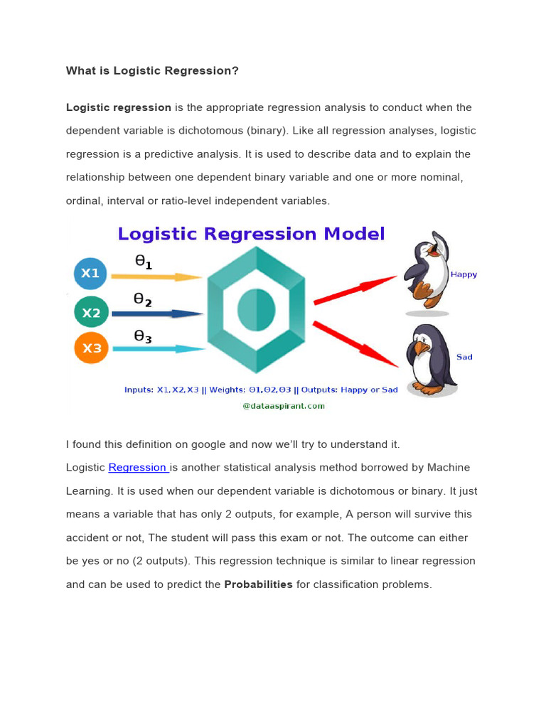What Is Logistic Regression | PDF | Logistic Regression | Linear Regression