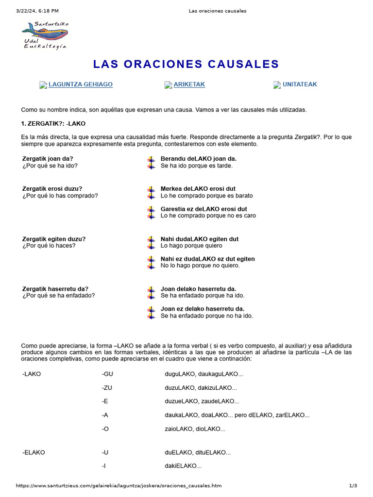 Las Oraciones Causales | Descargar gratis PDF | Lingüística | Gramática