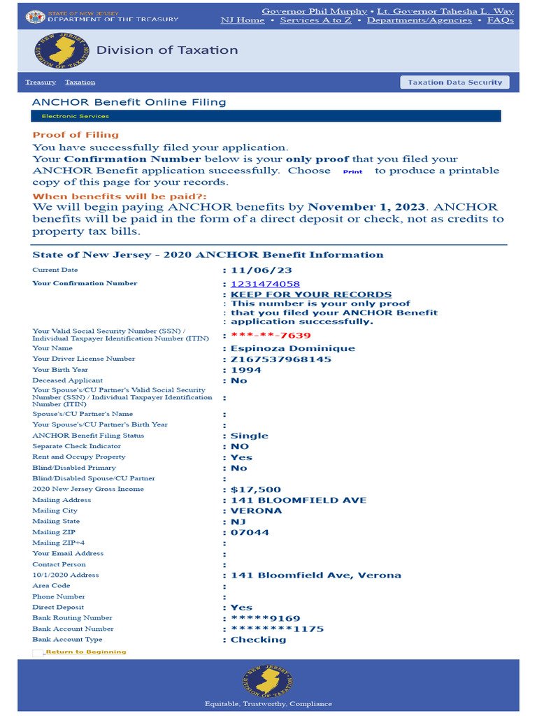 File Your Anchor Benefit Online | PDF | Social Security Number | Taxes