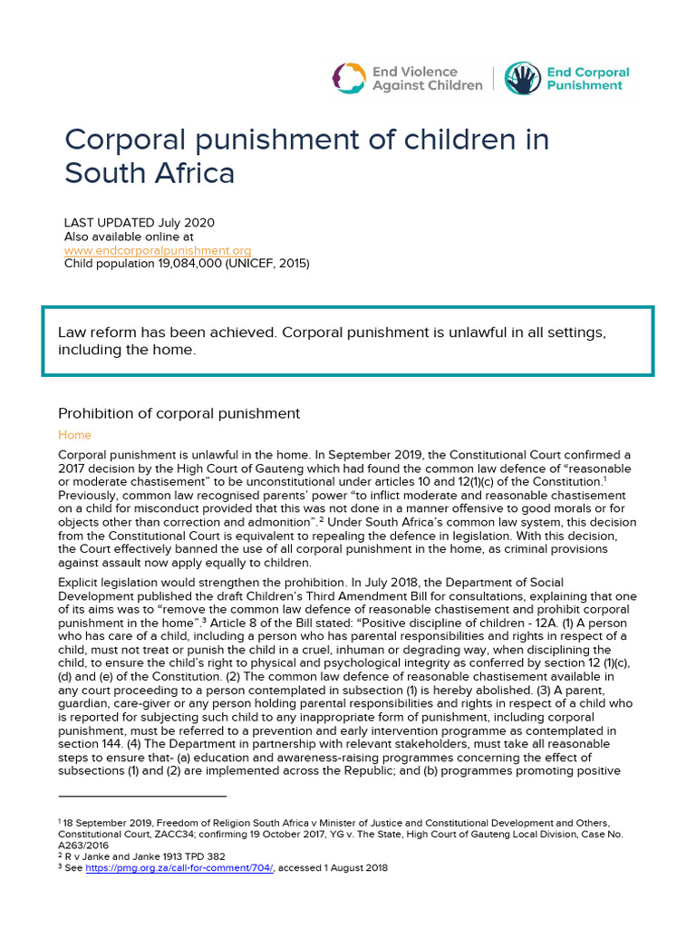 SouthAfrica Corporal Punishment | PDF | Violence | Child Abuse