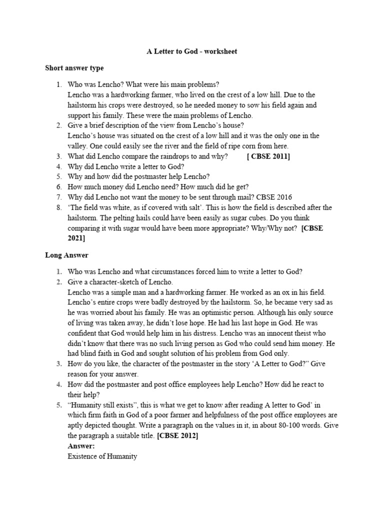 Letter To God | PDF | God | Faith