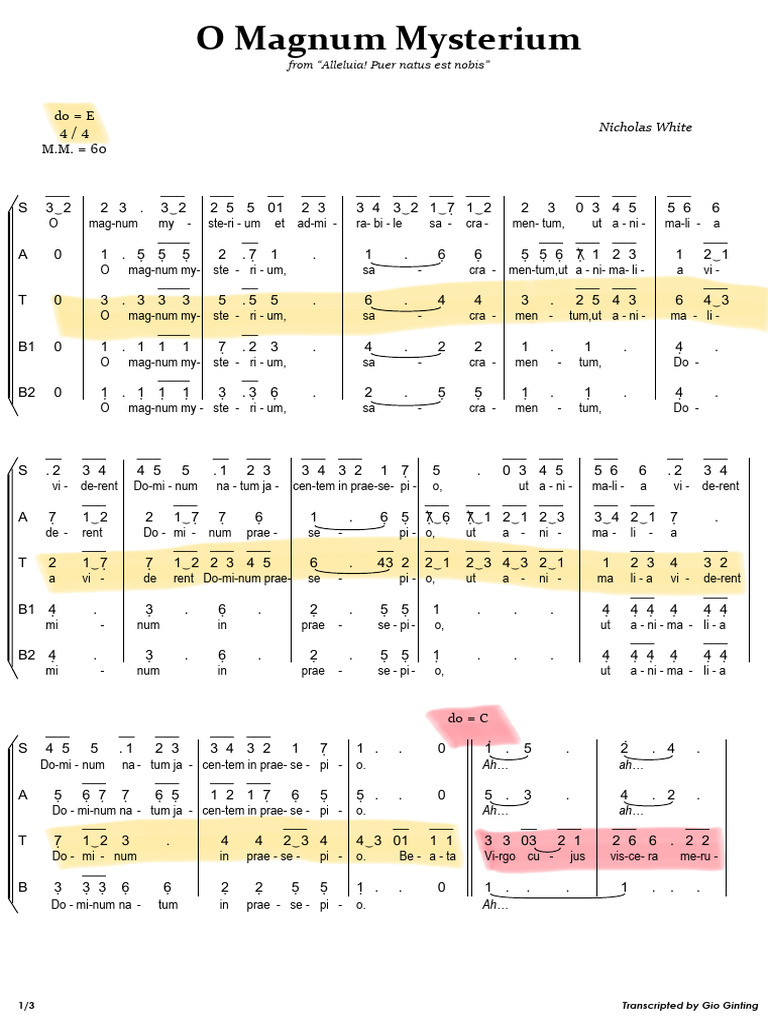 o Magnum Mysterium Nicholas White Not Angka | PDF