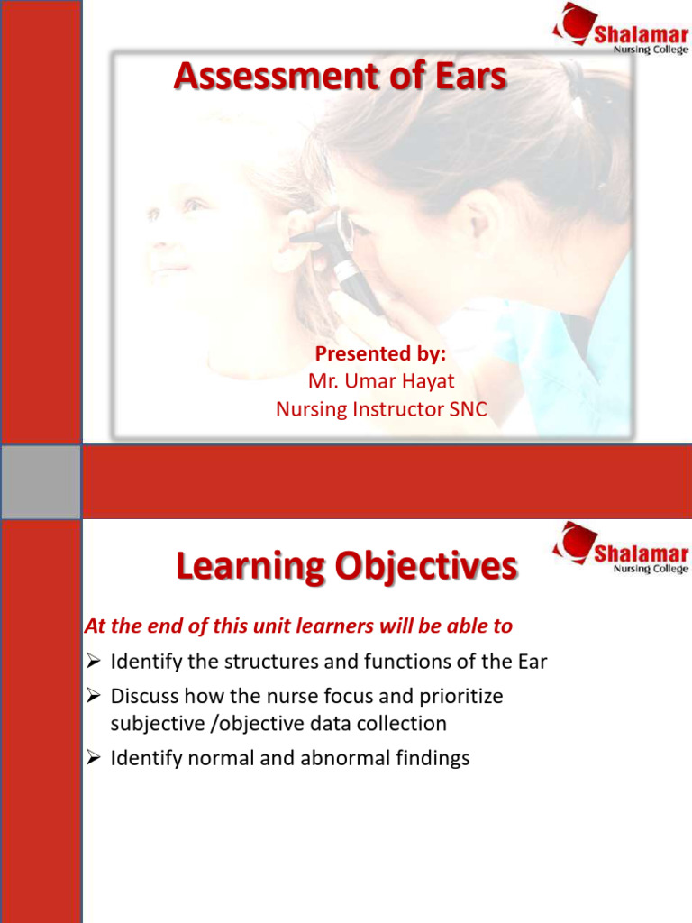 Assessment of Ear | PDF | Ear | Auditory System