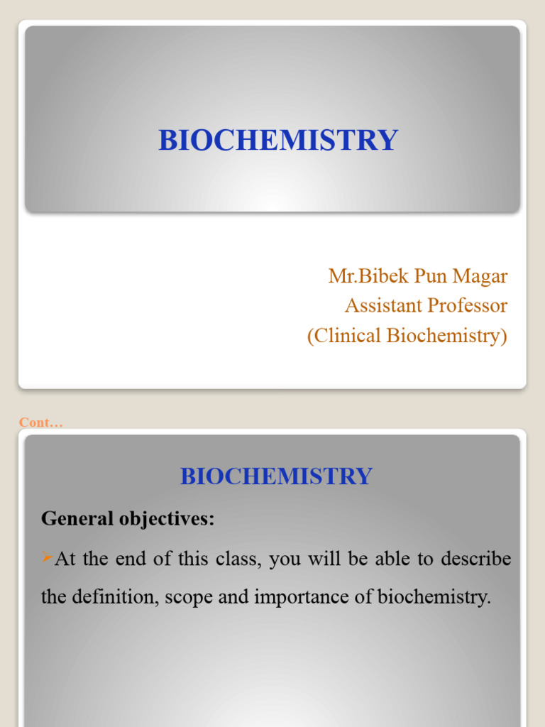 Introduction of Biochemistry | PDF | Biochemistry | Chemistry