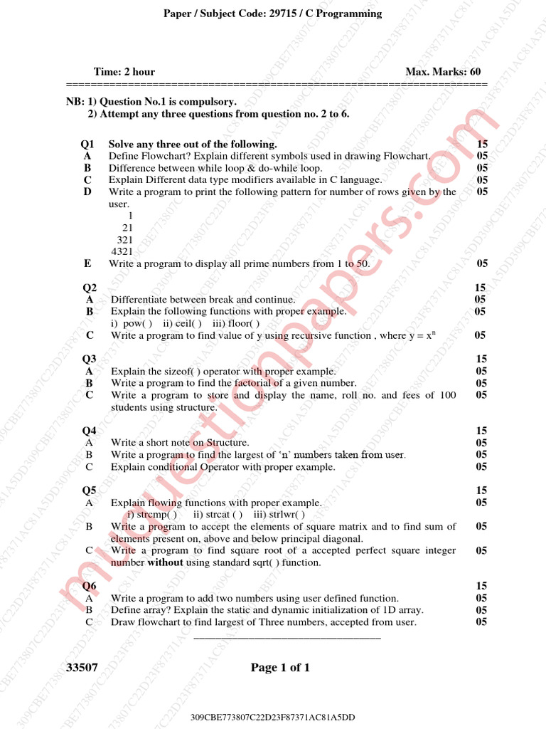 Be - First Year Engineering - Semester 2 - 2023 - December - C ...