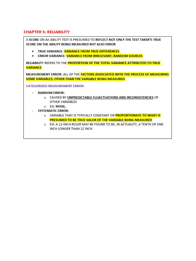CHAPTER 5 RELIABILITY | PDF | Statistical Analysis | Teaching Mathematics CHAPTER 5 RELIABILITY | PDF | Statistical Analysis | Teaching Mathematics