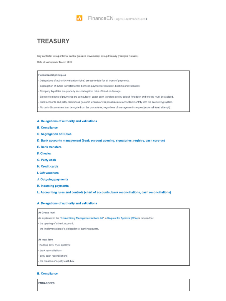 Treasury - Policy | PDF