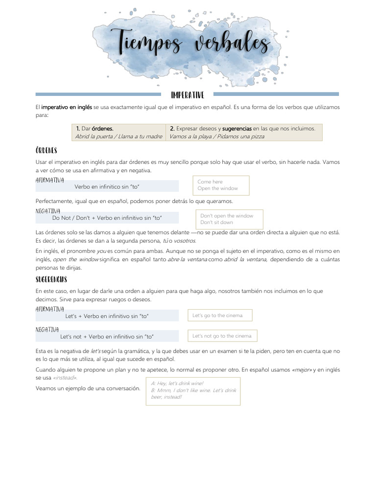 Tiempos verbales | PDF | Verbo | Gramática inglesa