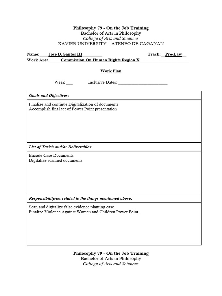 OJT Work Plan and Accomplishment Report 1 | Download Free PDF | Cognition