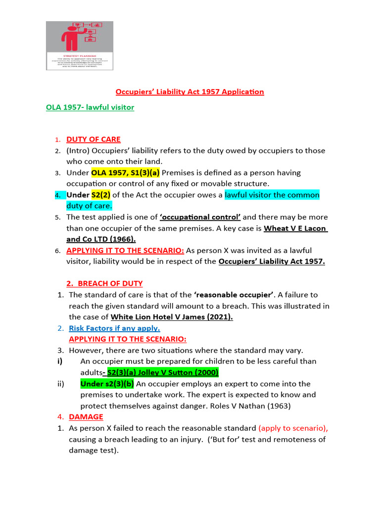 Occupiers' Liability Application | PDF | Legal Liability | Duty Of Care