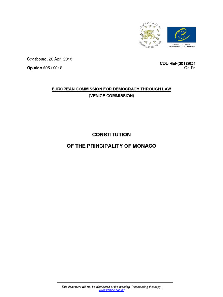 Constitution of Monaco Overview | PDF | Ratification | Supreme Court Of ...