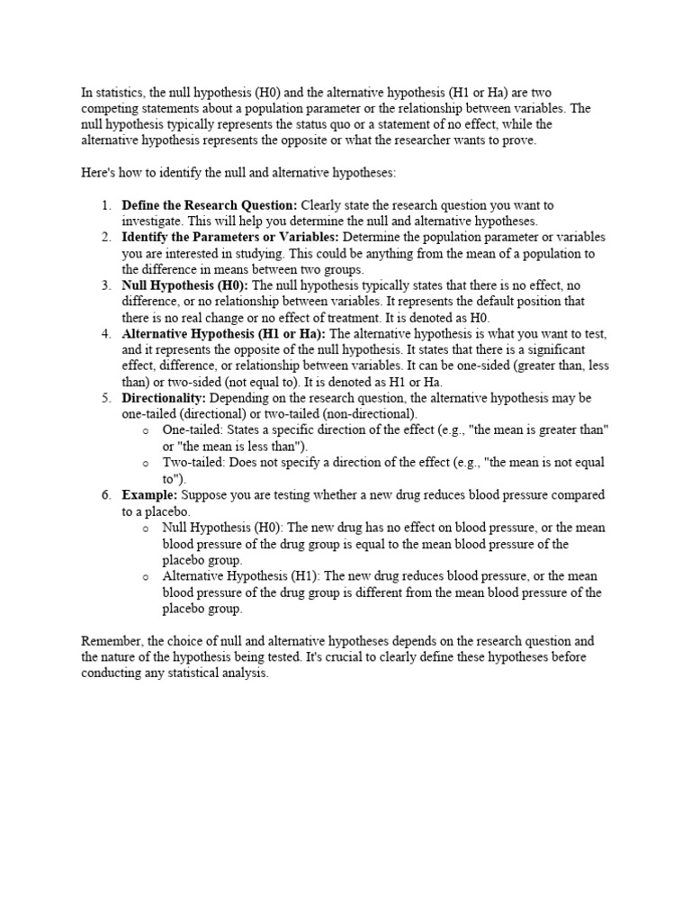 In Statistics Pdf Hypothesis Null Hypothesis 8824