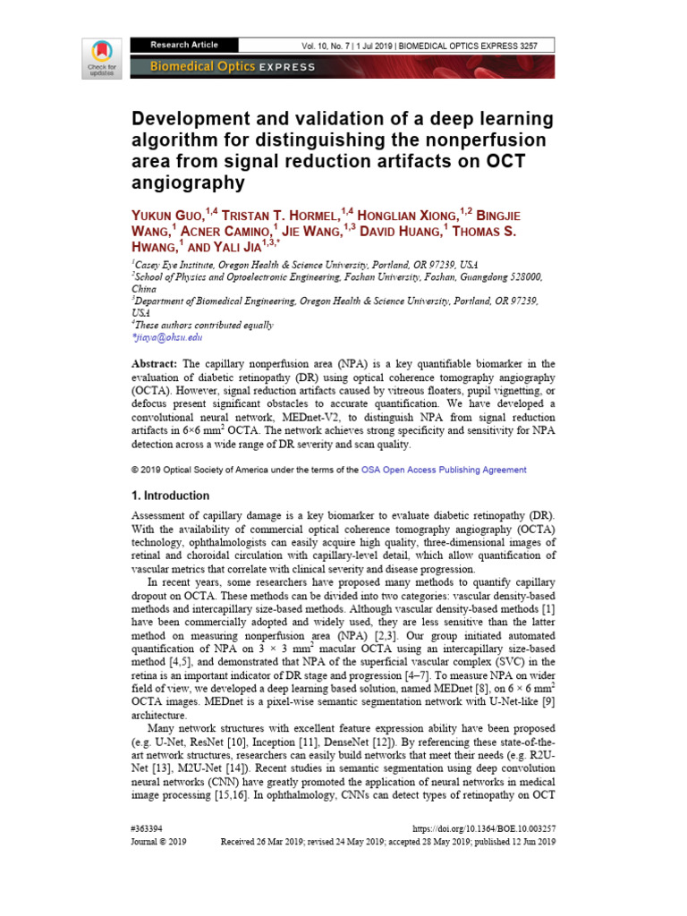 Development and Validation of A Deep Learning Algorithm For Distinguishing The Nonperfusion Area ...