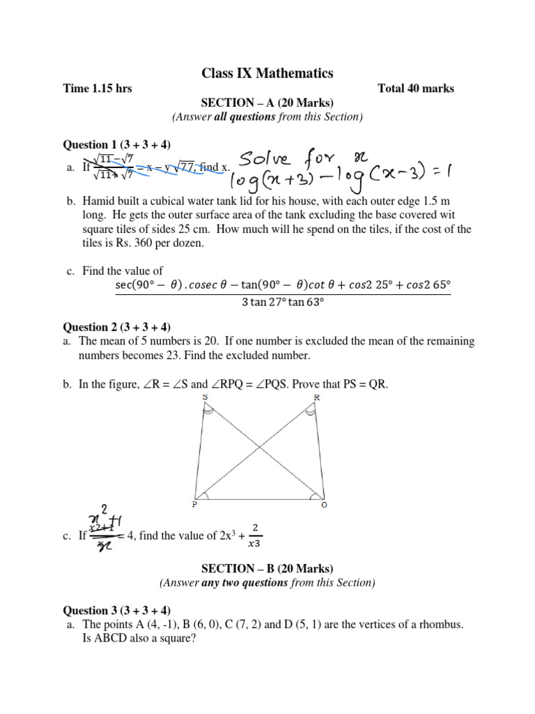Mock Exam-1 | PDF | Area | Elementary Mathematics
