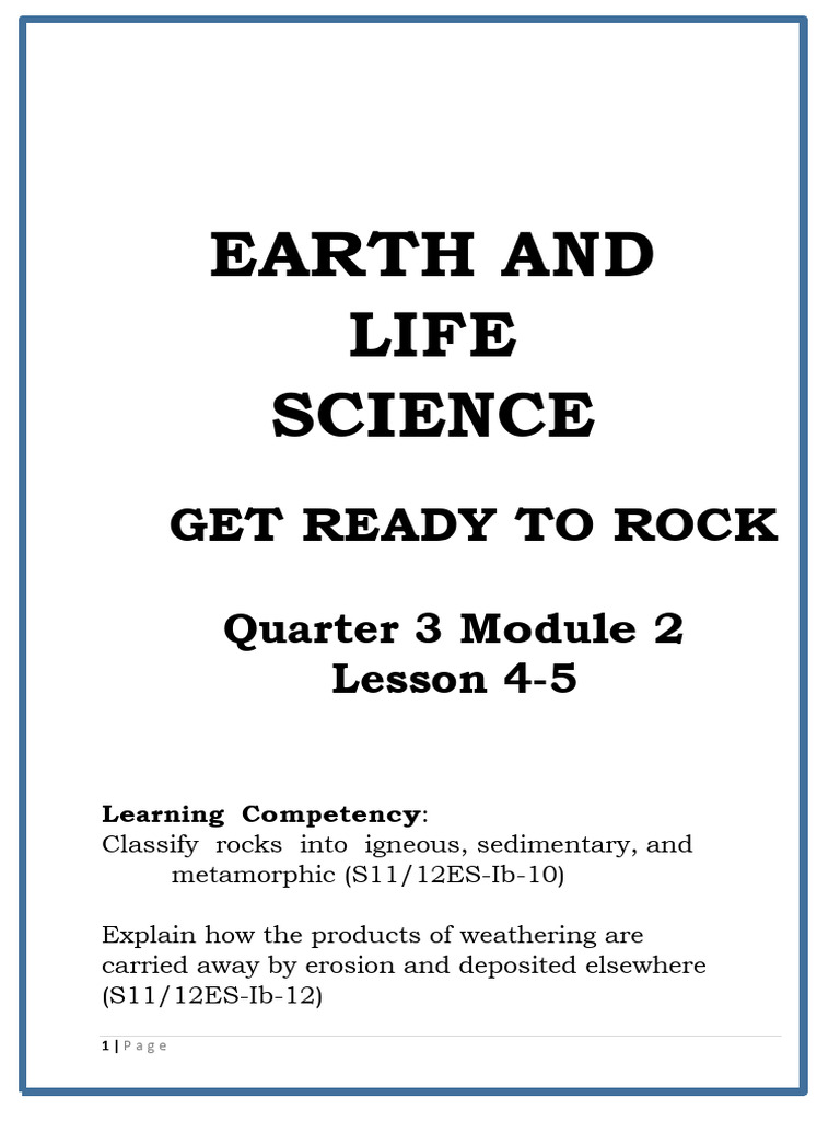 EARTH AND LIFE SCIENCE Module 2 Lesson 4-5 | PDF | Rock (Geology ...