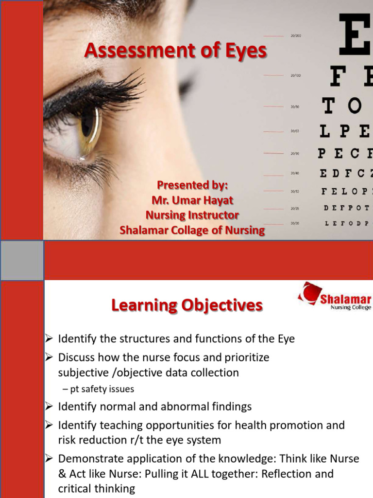 Assessment of Eye | PDF | Visual Acuity | Human Eye