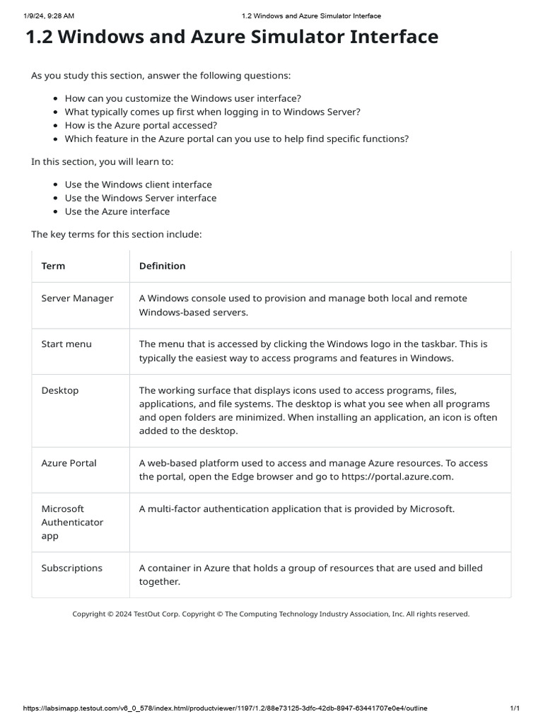 1.2 Windows and Azure Simulator Interface | PDF