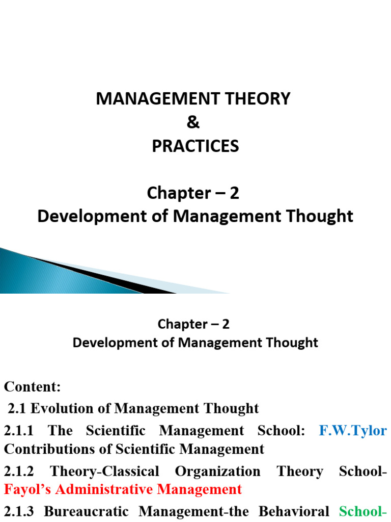 Chapter - 2 - Development of Management Thought | PDF | System | Experiment