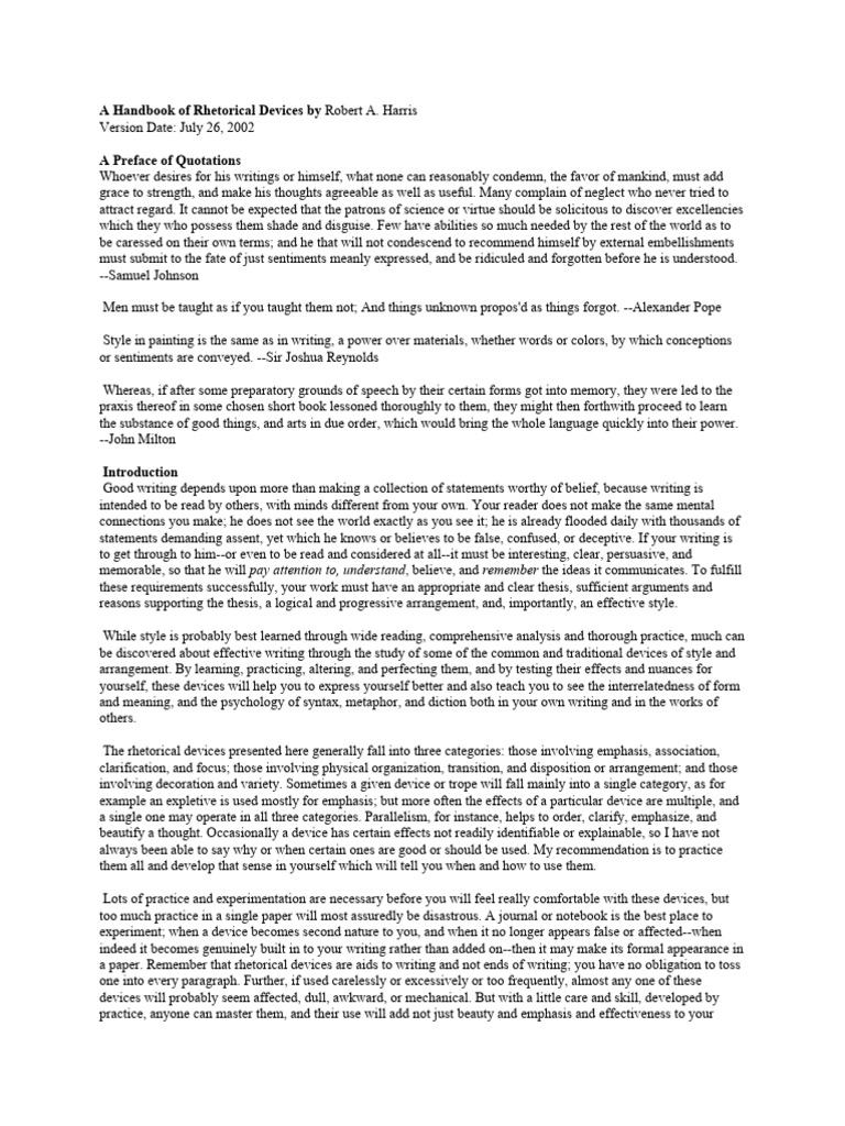 A Handbook of Rhetorical Devices by Robert A | PDF | Thought | Verb