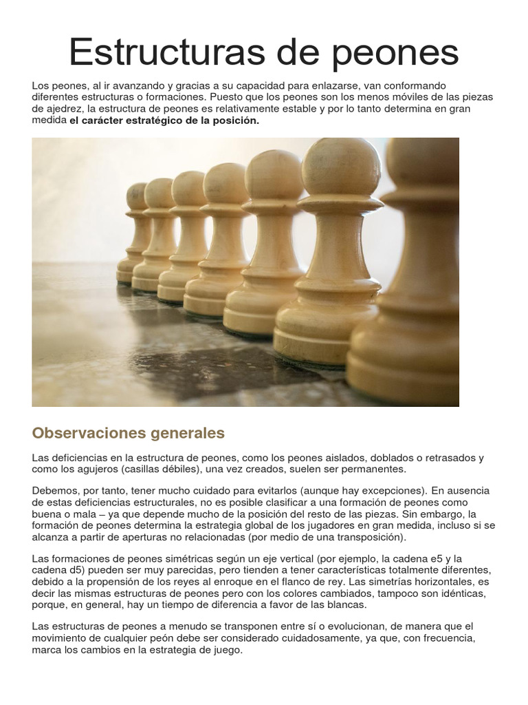 Estructura de Formacciones de Peones | PDF | Aperturas de ajedrez | Ajedrez