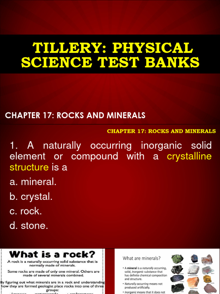 PHYSCI TILLERY CHAPTER 17 ROCKS AND MINERALS - Rotchil Allego Daisy Agnes | PDF | Rock (Geology ...