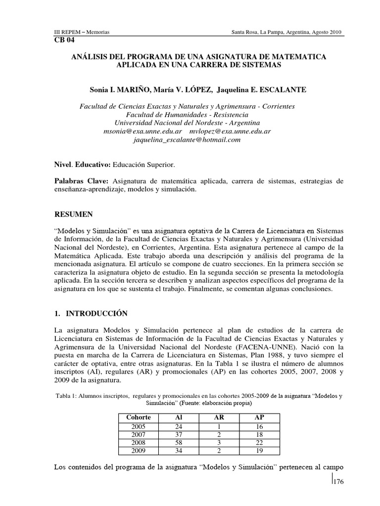 CB 04 | PDF | Simulación | Plan de estudios