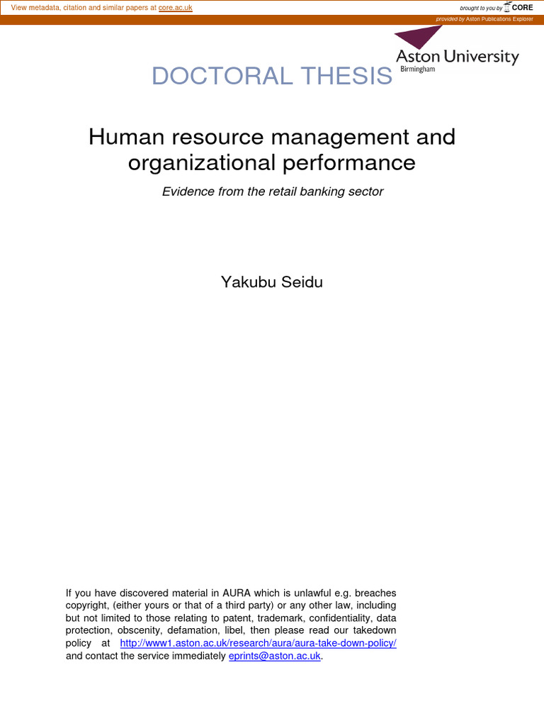Doctoral Thesis: Human Resource Management and Organizational ...