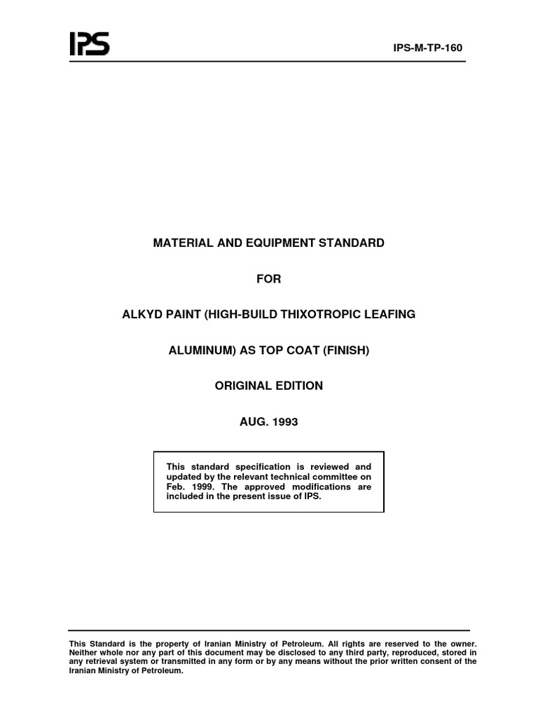 IPS M TP 160-Material and Equipment Standard For Alkyd Paint (High ...