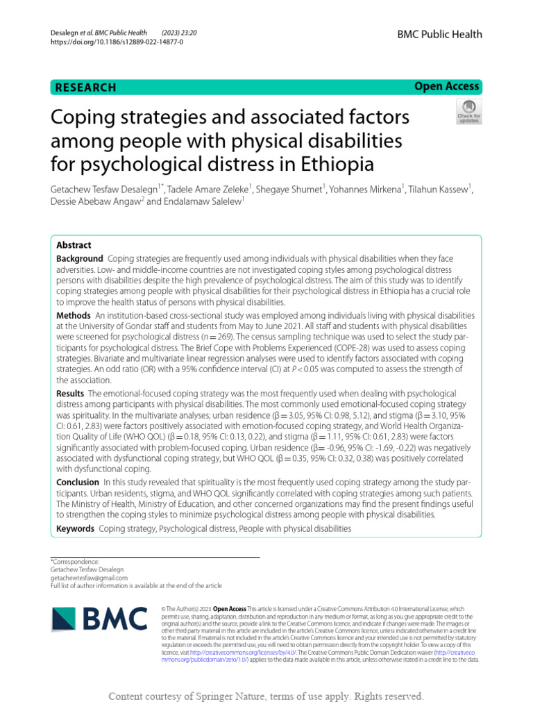Coping Strategies and Associated Factors Among Peo | PDF | Social ...