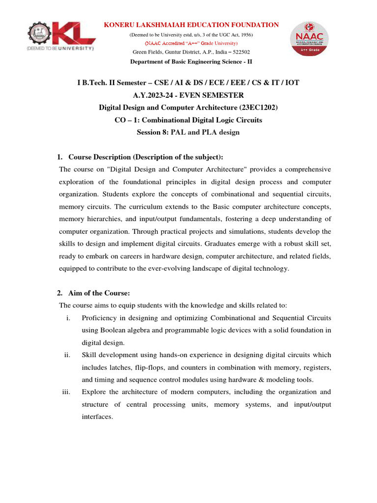 Session - 8 - PLA PAL | PDF | Logic Gate | Electronics