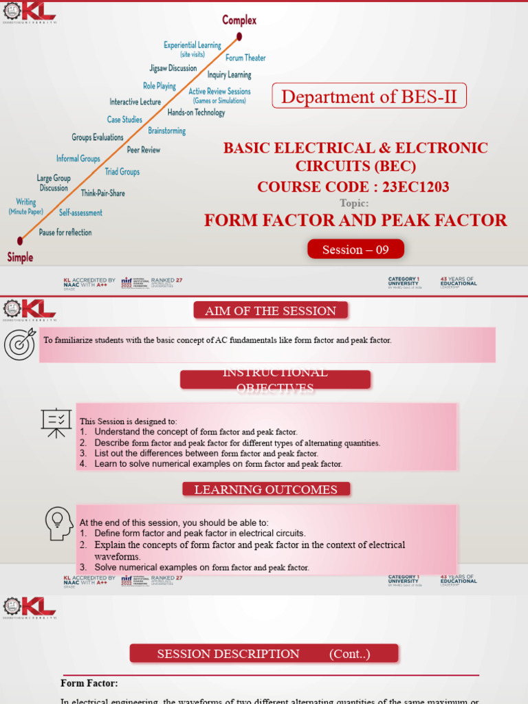 Form Factor & Peak Factor in AC Circuits | PDF | Root Mean Square ...