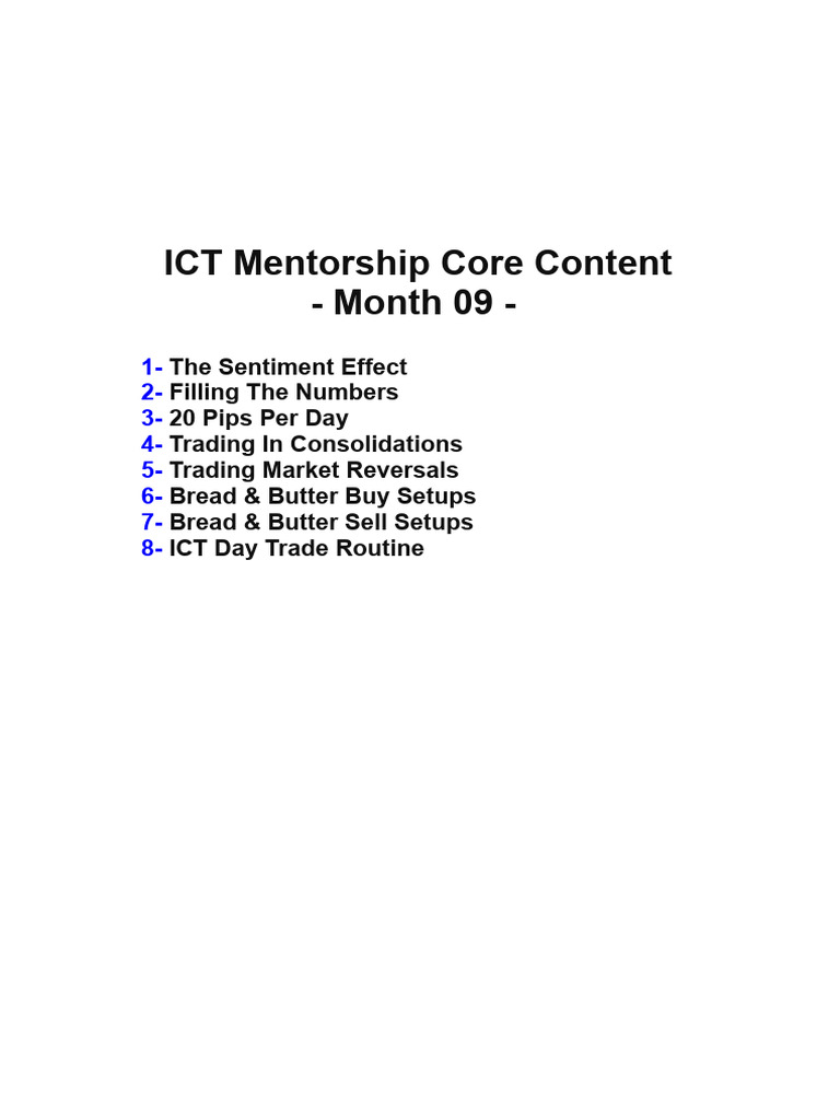 ICT Mentorship: Trading Strategies Month 09 | PDF | Business