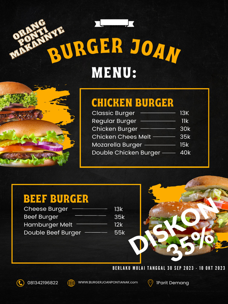 Black Yellow Modern Burger Menu | PDF