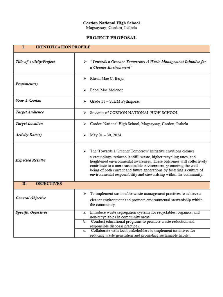 Project Proposal | PDF | Waste Management | Waste