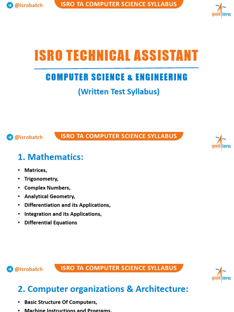 Isro Technical Assistant: Computer Science & Engineering | PDF | Computer Network | Computer ...