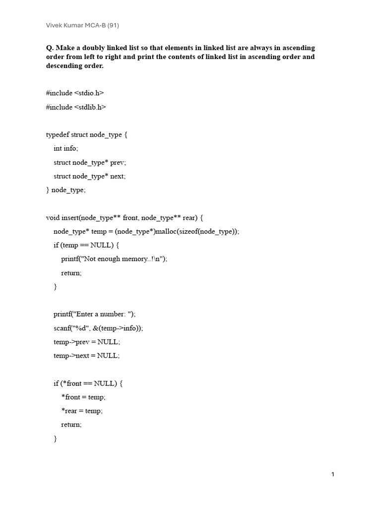 Doubly linked list | PDF