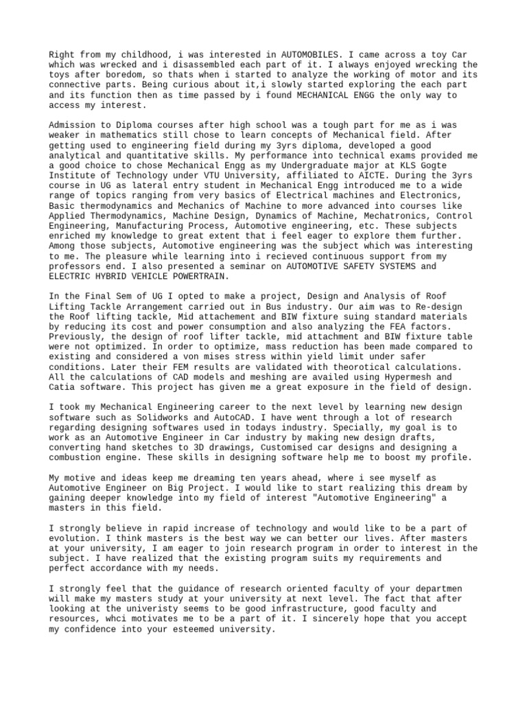 Sop 1 | PDF | Mechanical Engineering | Engineering