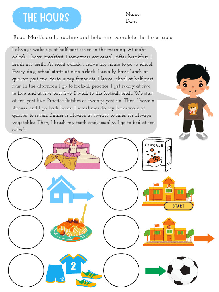 Mark's Daily Routine Timetable | PDF | Cooking, Food & Wine | Language ...