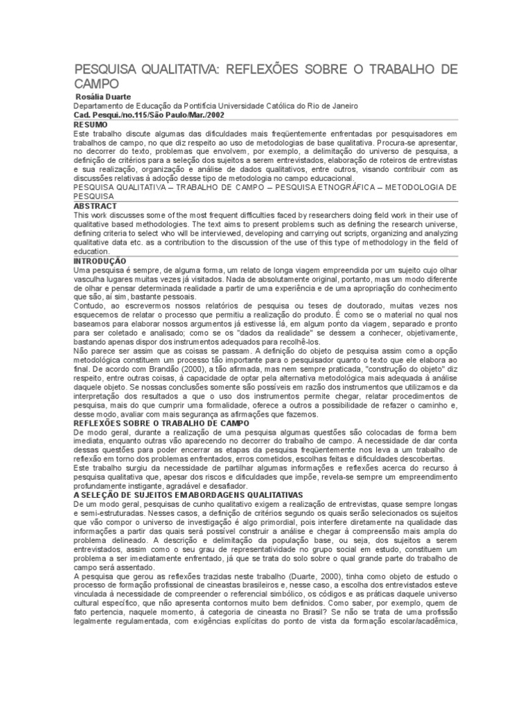 Pesquisa Qualitativa | PDF | Entrevista | Sociologia Pesquisa Qualitativa | PDF | Entrevista | Sociologia